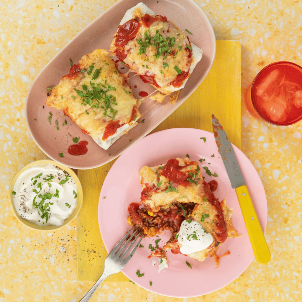 Air Fryer Chilli Beef Enchiladas | Bored of Lunch