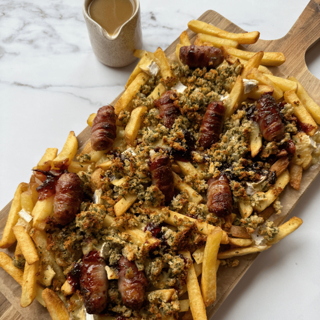 Pigs in Blankets Christmas Loaded Fries | Bored of Lunch